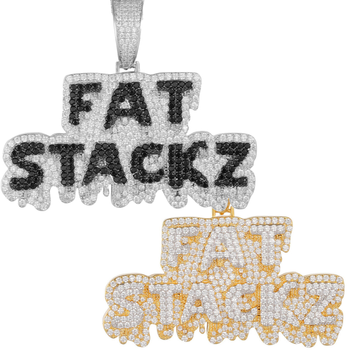 Custom Dripping Fat Stackz Simulated Diamond Pendant With Chain - Iced ...