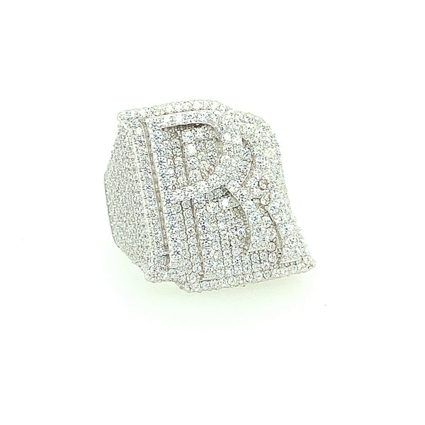 RR Rolls Royce Sterling Silver Ring Simulated Diamonds - Iced Out Customs