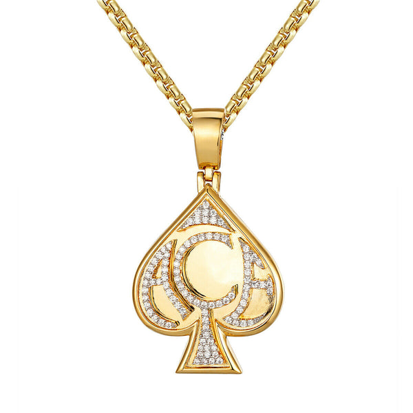 Ace of Spade Fully Simulated Diamond With Chain - Iced Out Customs