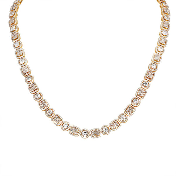 Custom Round Square Dual Micro Pave Necklace - Iced Out Customs