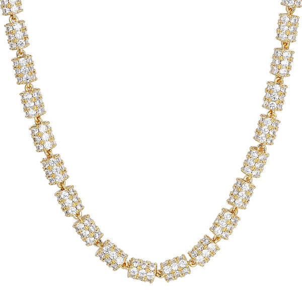 Custom Round 360 Square Dual Micro Pave Necklace - Iced Out Customs